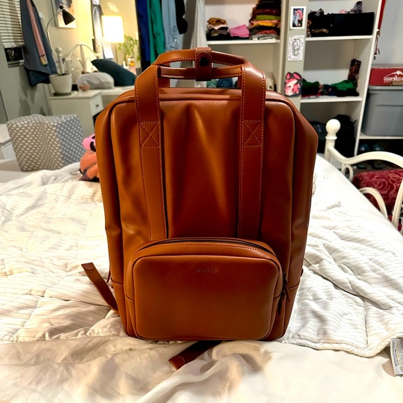 Monos | Bags | Monos Vegan Leather Backpack Like New Condition Great ...